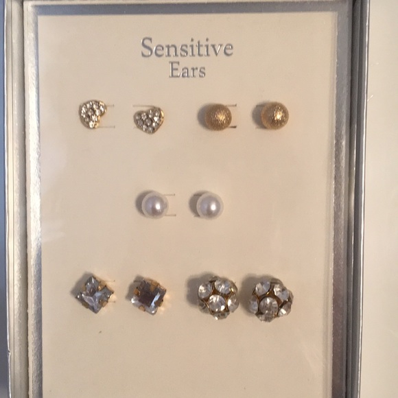 Jewelry | 5 Sets Sensitive Ears Assorted Studs Hearts Crysta | Poshmark